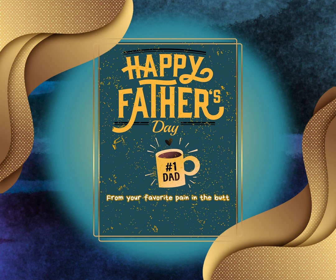 Father's Day Cover Card Blue and Gold Theme / Best Dad Ever ...