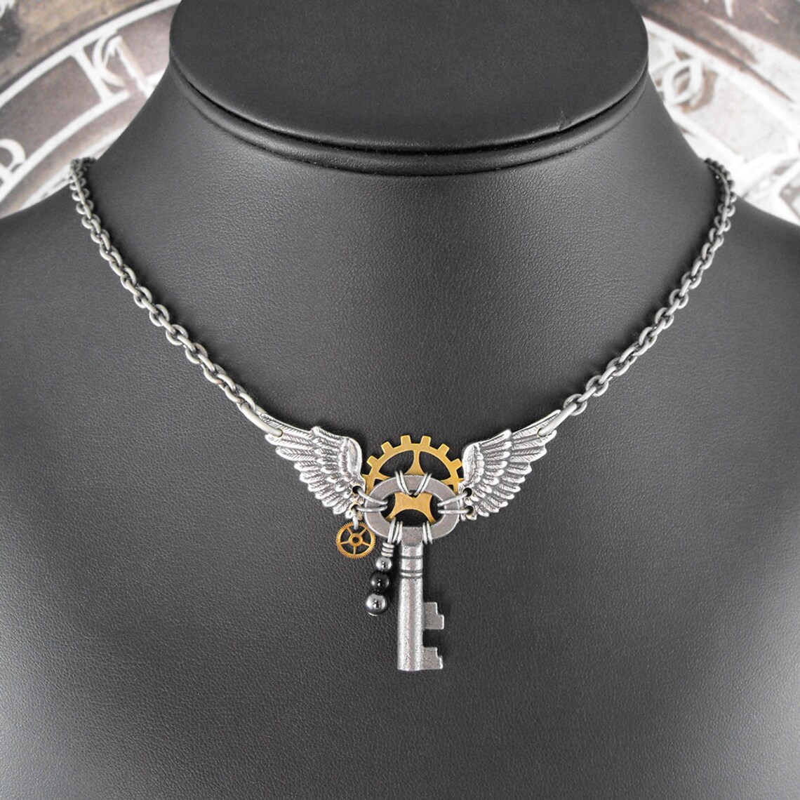 Steampunk Winged Angel Key Necklace Tiny Guardian Angel of - Etsy