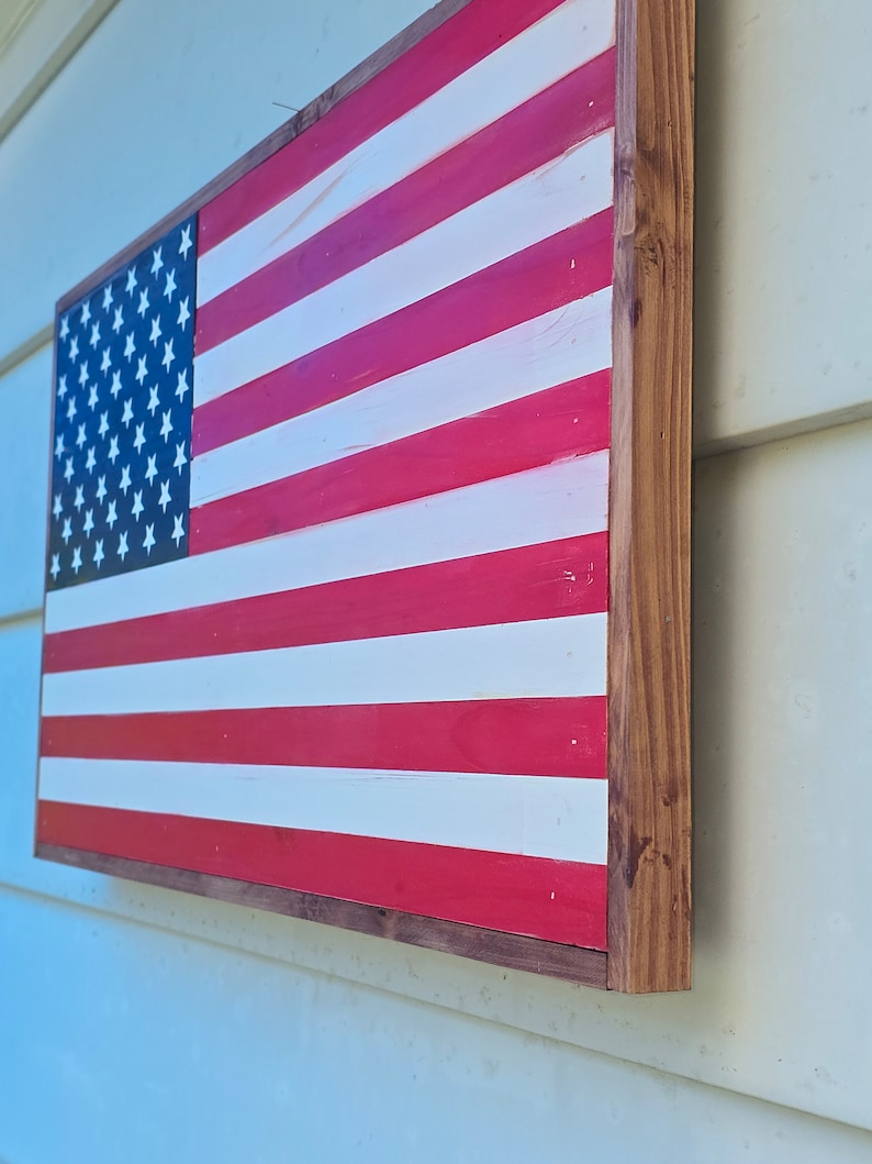 Rustic Handcrafted Wooden American Flag Wall Art - Etsy