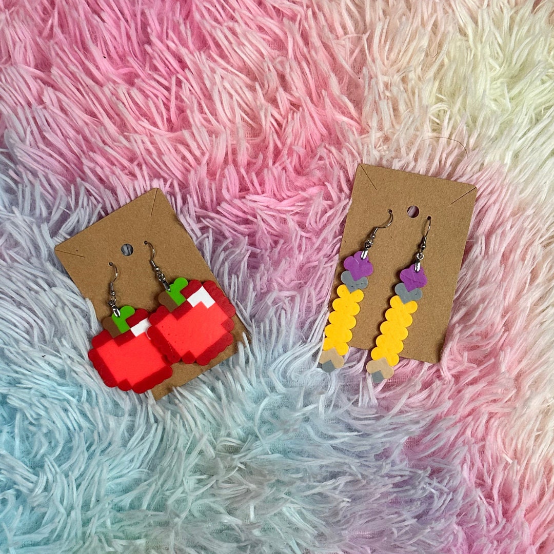 Teacher Appreciation Perler Bead Earrings Apples and Pencils - Etsy