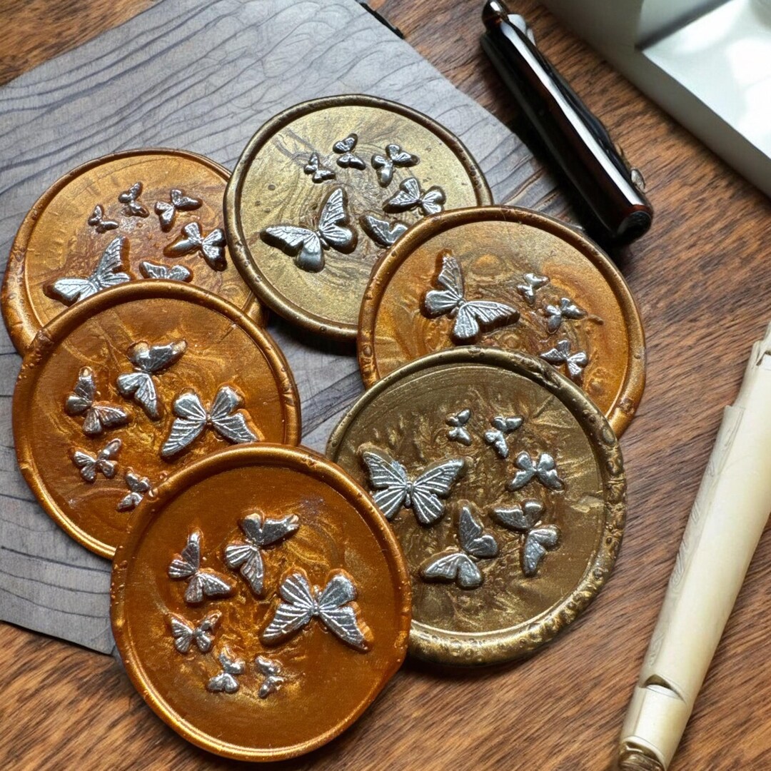 Wax Seals Featuring Butterflies. Set of Six Self Adhesive Seals. Junk ...