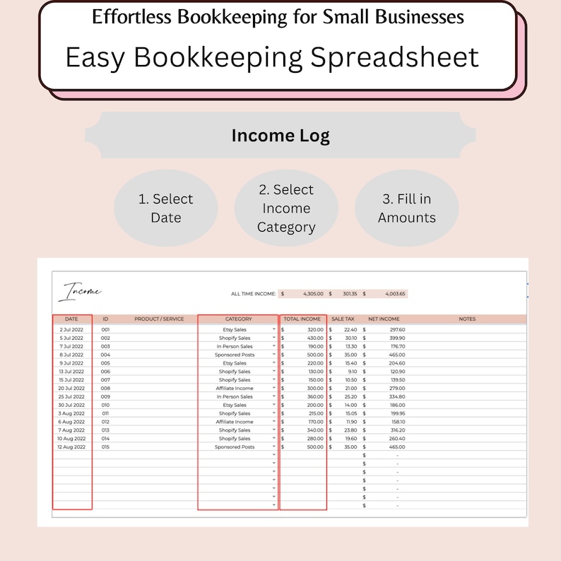 Bookkeeping Template Small Business Bookkeeping Ledger Bookkeeping ...