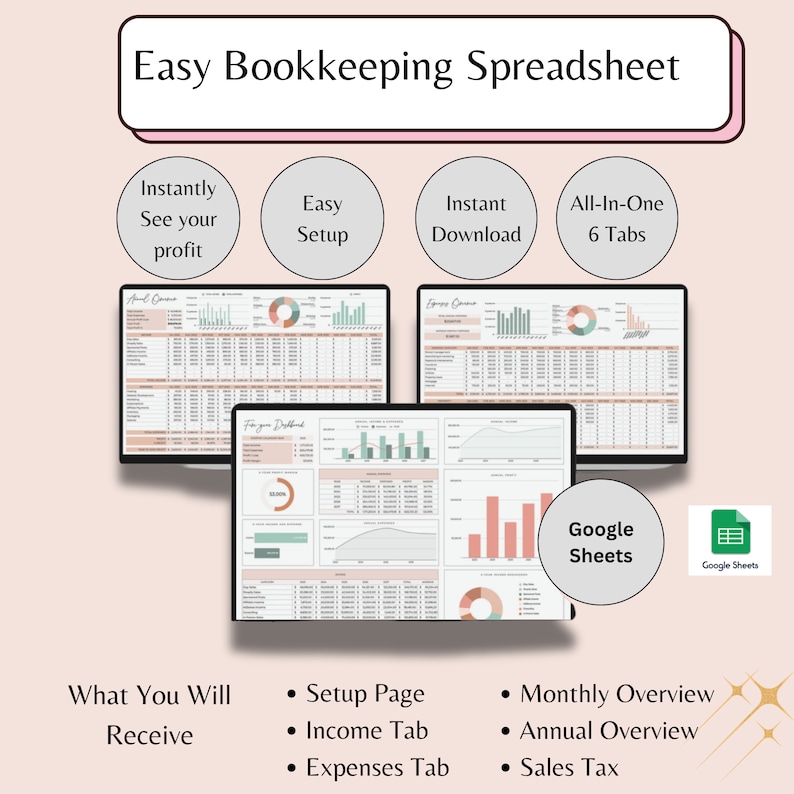 Bookkeeping Template Small Business Bookkeeping Ledger Bookkeeping Sheets Revenue Expense Track ...