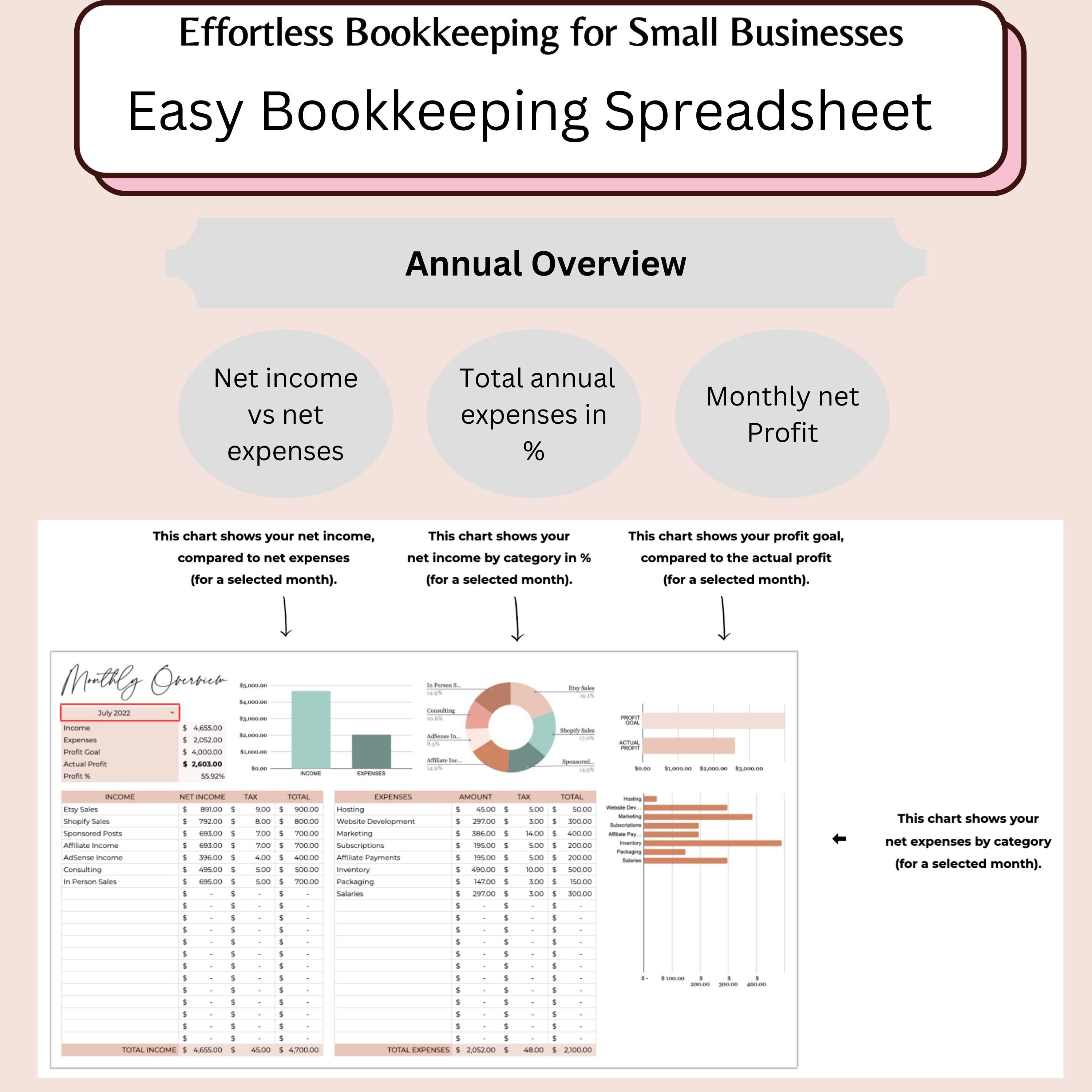 Bookkeeping Template Small Business Bookkeeping Ledger Bookkeeping ...