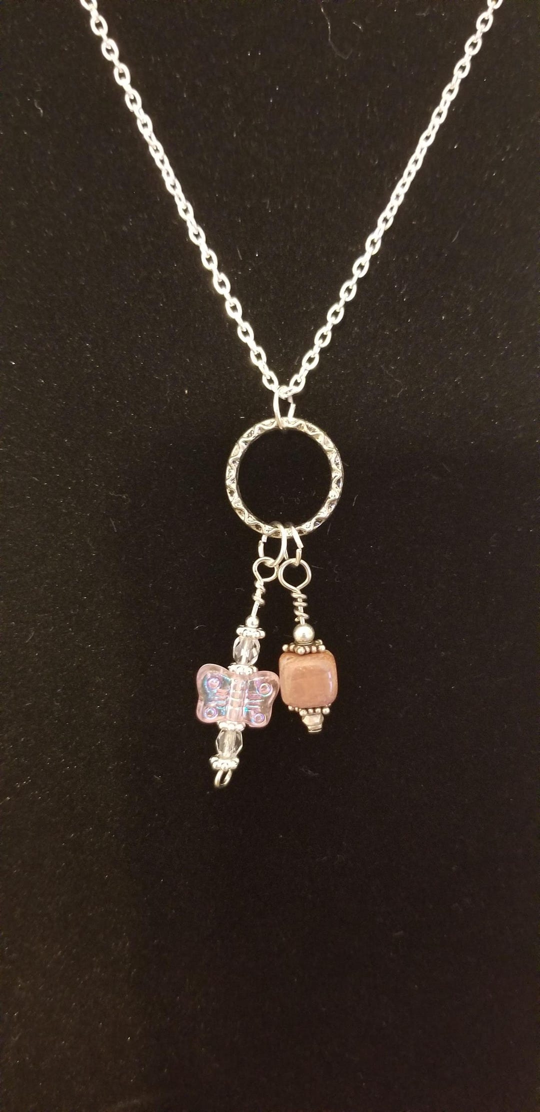 Unique Handcrafted Charmed Necklace-pink Butterfly - Etsy