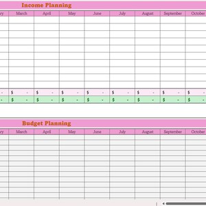Pink Yearly Budget Spreadsheet - Etsy