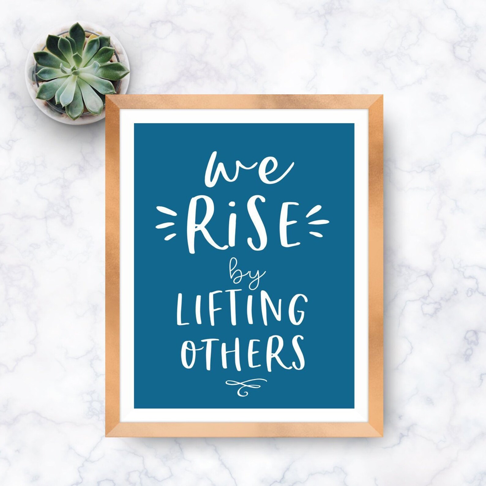 We Rise by Lifting Others, Printable Decor, Teal, White, Wall Art ...