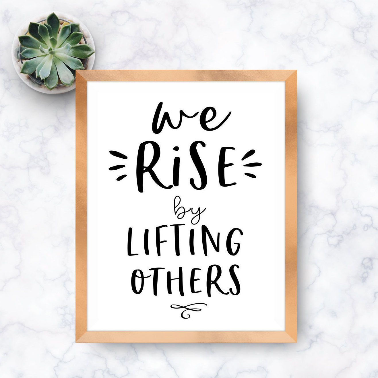 We Rise by Lifting Others, Printable Decor, Black, White, Wall Art ...