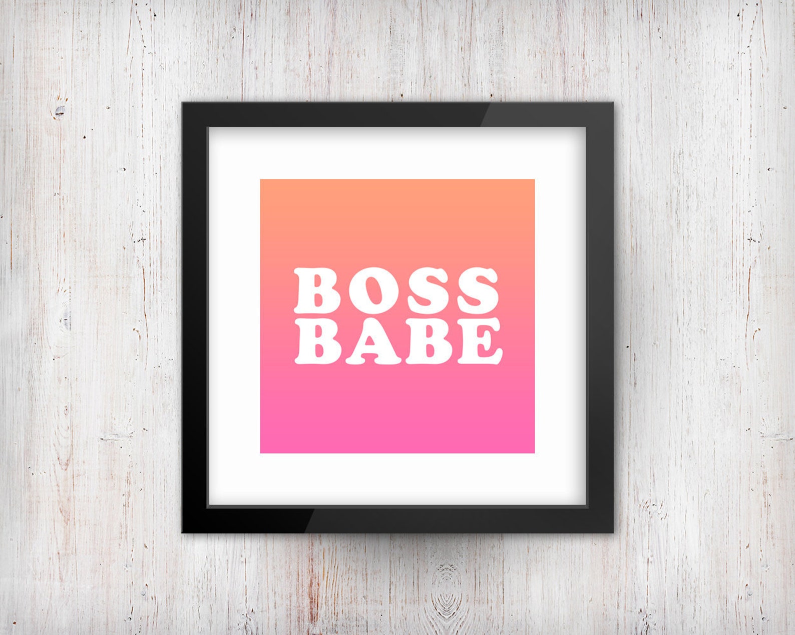 Boss Babe, Printable Decor, Pink, White, Wall Art, Inspirational Quote ...