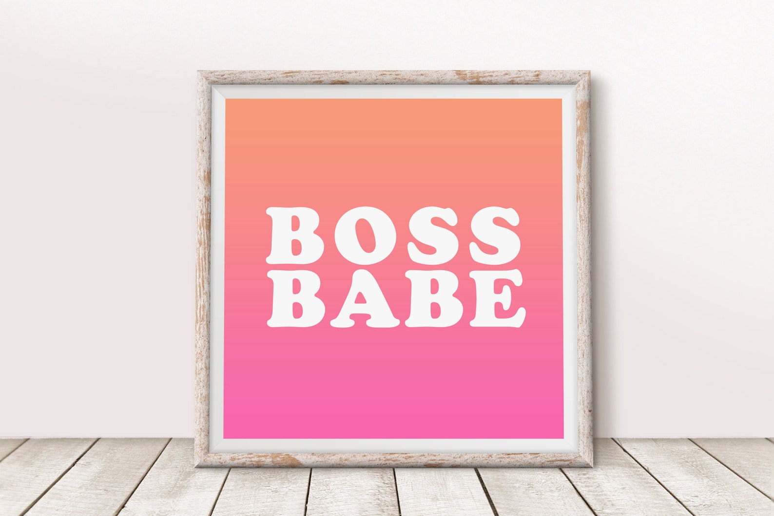 Boss Babe, Printable Decor, Pink, White, Wall Art, Inspirational Quote ...
