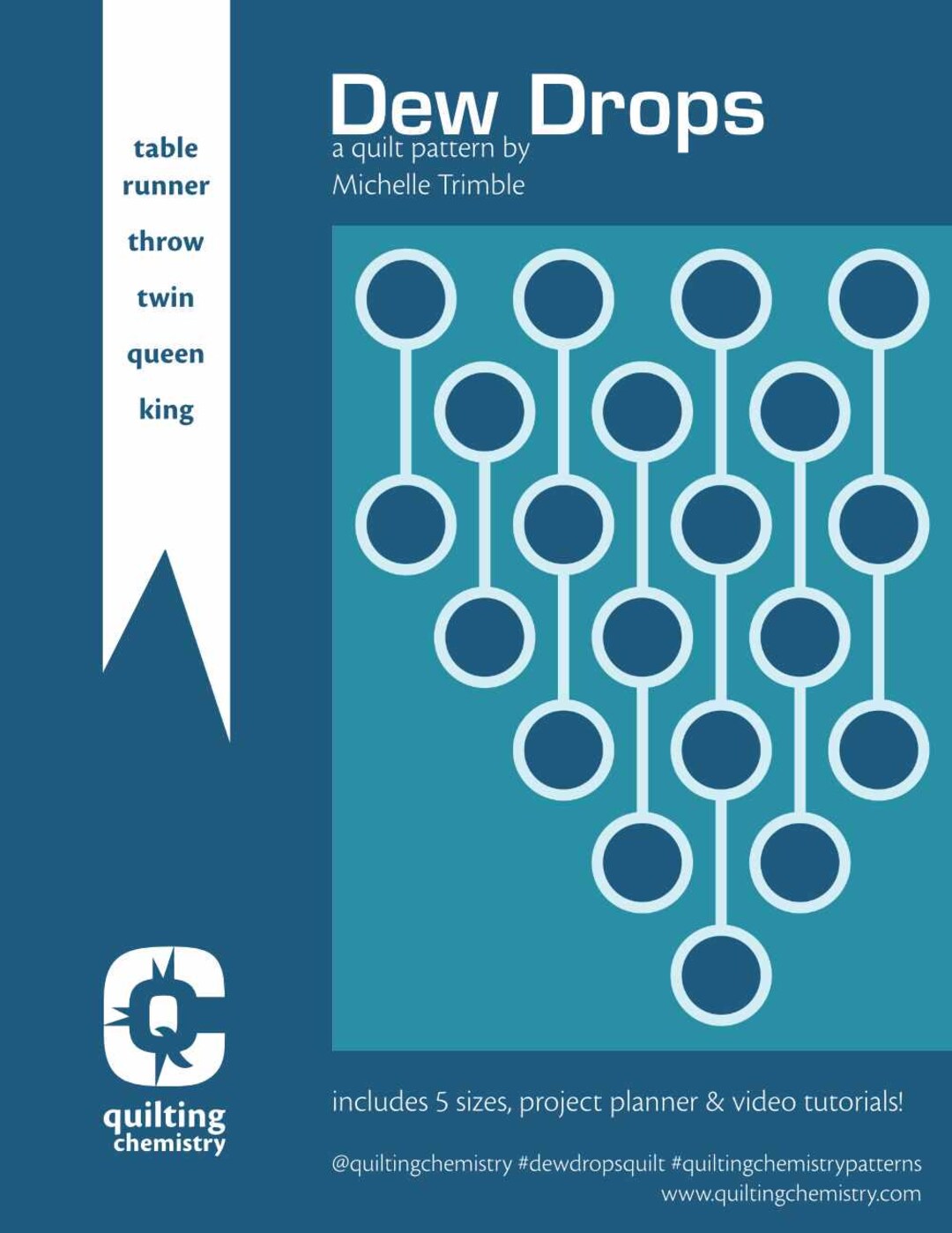 Dew Drops Digital Quilt Pattern - Modern Drunkard's Path - Multiple ...