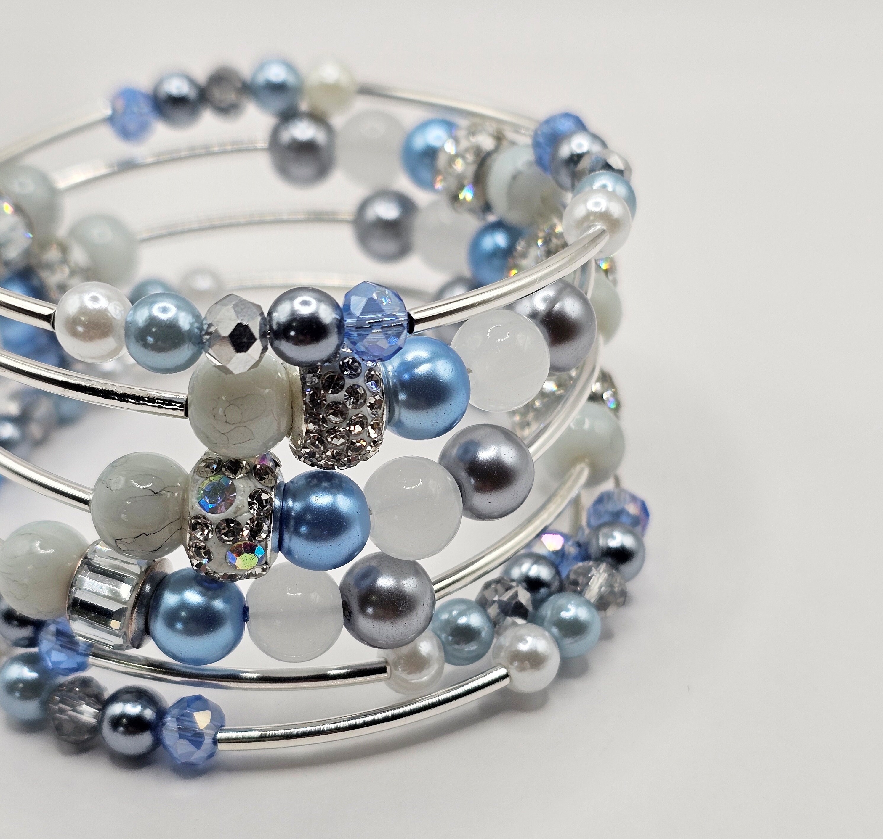 Handmade Memory Wire Beaded Bracelet - Etsy