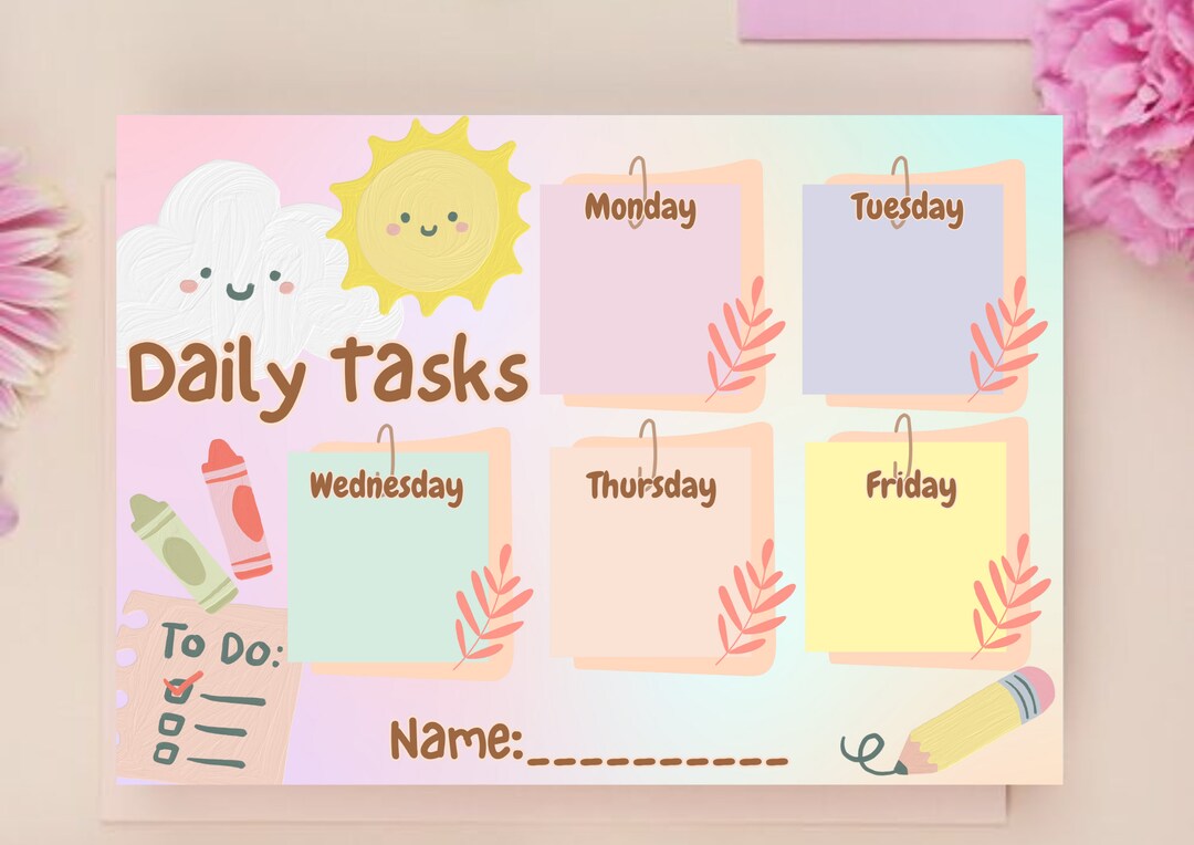 Editable Pastel Daily Task Sheet, Cute Watercolor Daily Task Sheet ...