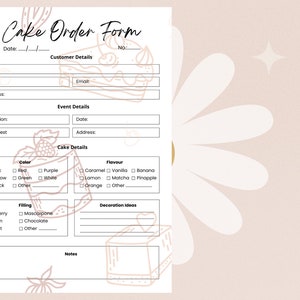 Cake Order Form CANVA Editable Template, DIY Cake Business Invoice ...