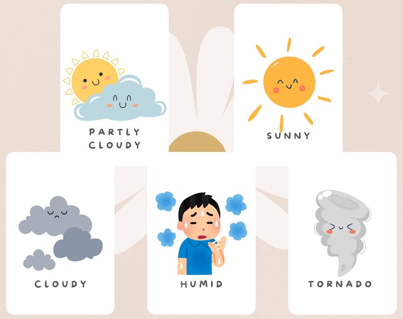 Printable Montessori Learning Flash Cards Weather Flashcards School ...