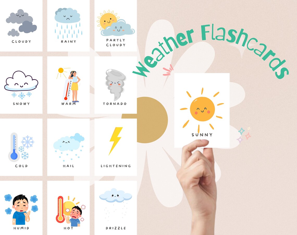 Printable Montessori Learning Flash Cards Weather Flashcards School ...