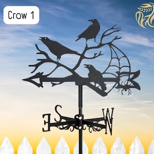Spooky Crow Weather Vane, Halloween Garden Decor, Metal Crow Wind Vane ...