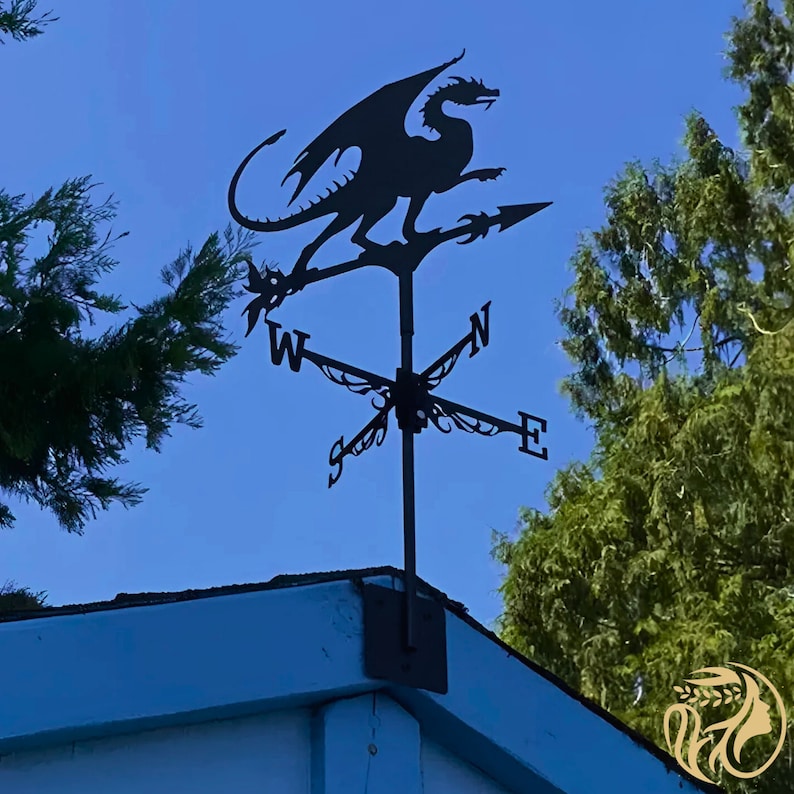 Dragon Weather Vane, Majestic Weathervane, Fantasy Garden Art, Wind ...