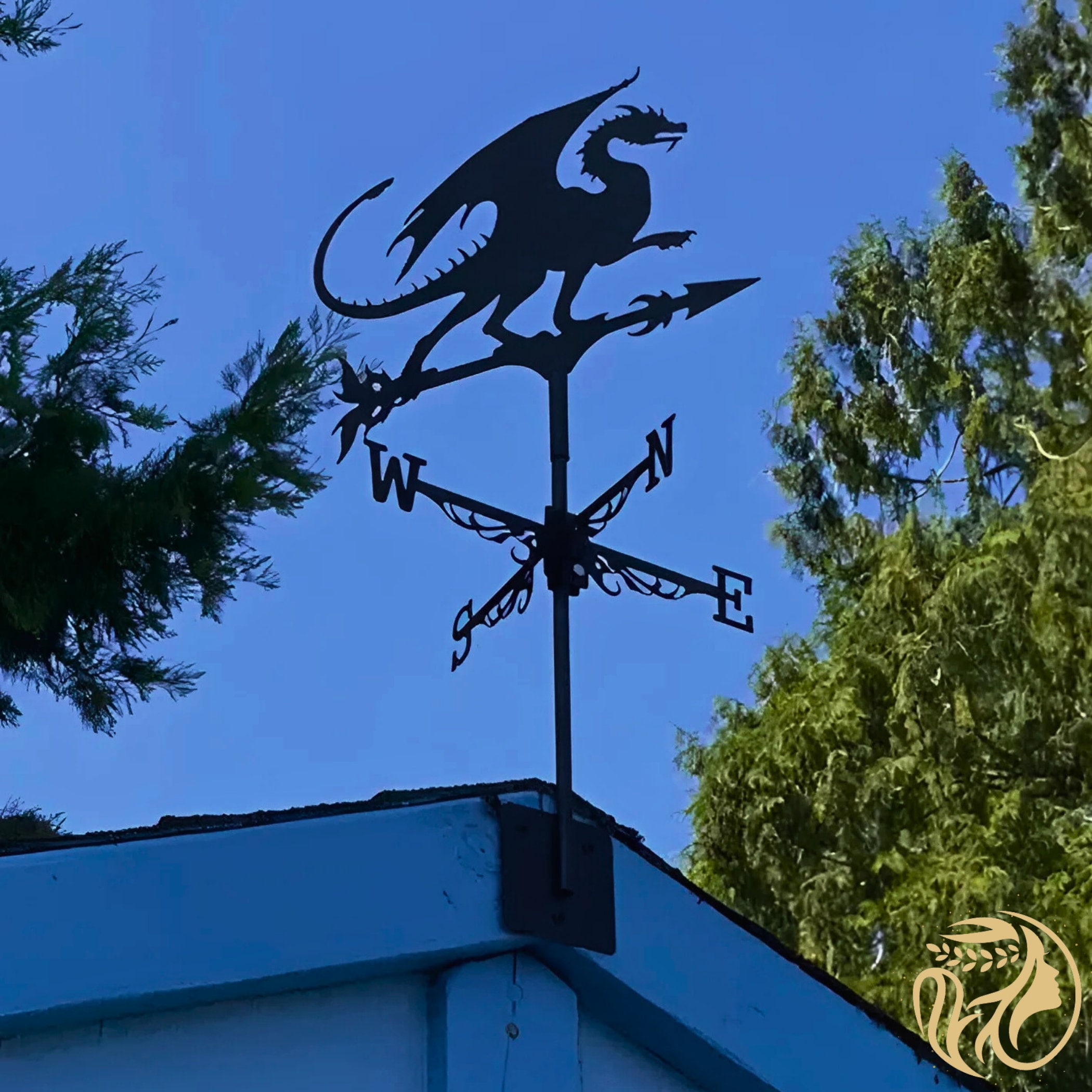 Dragon Weather Vane, Majestic Weathervane, Fantasy Garden Art, Wind ...