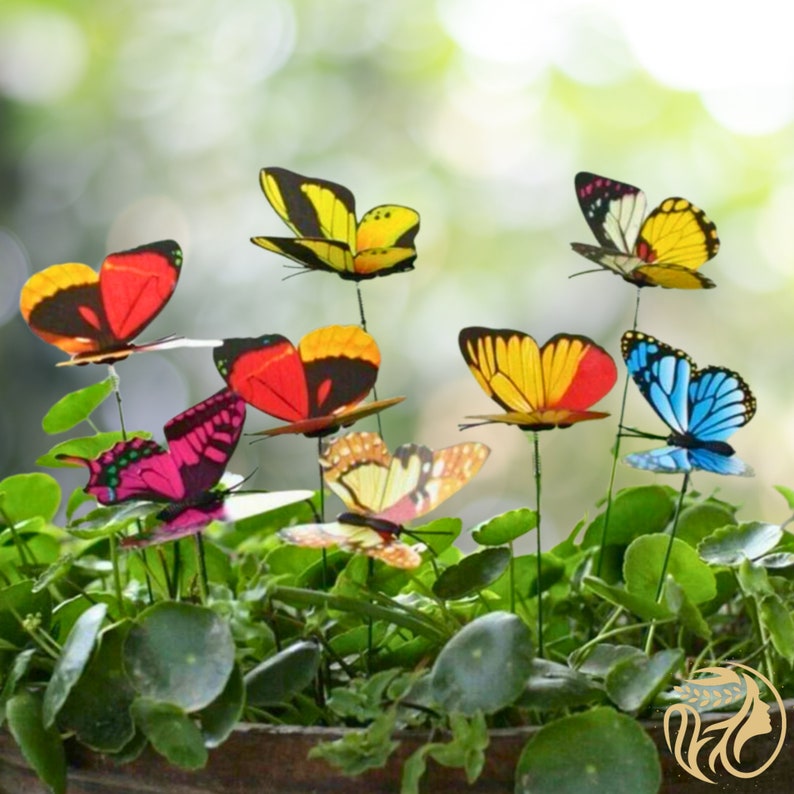 48pcs Butterfly Garden Stake, Colorful Butteflies for Flower Pot Decor ...