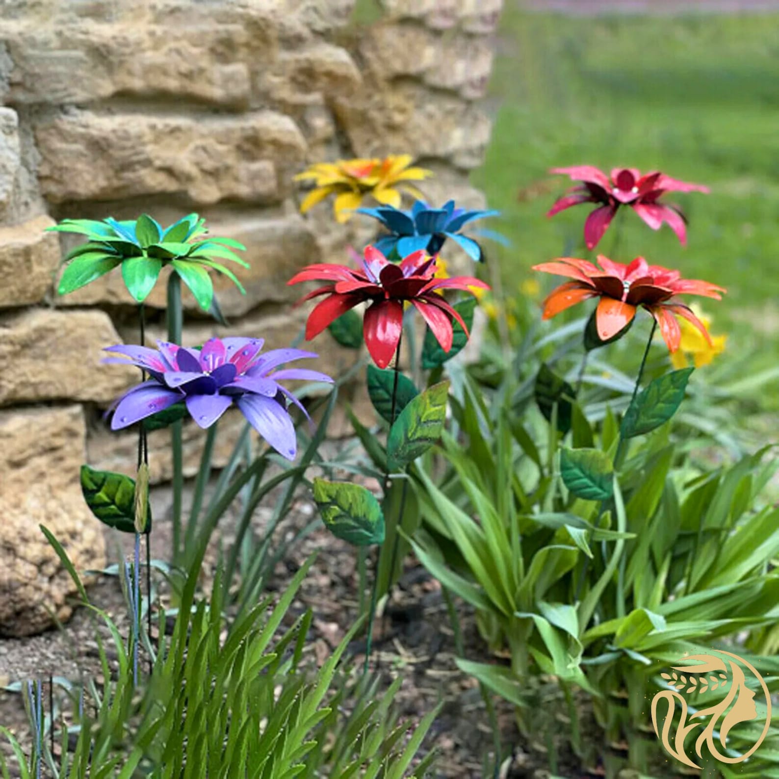 7pcs Flower Garden Stake, Flower Pot Stake, Flower Garden Art, Metal ...
