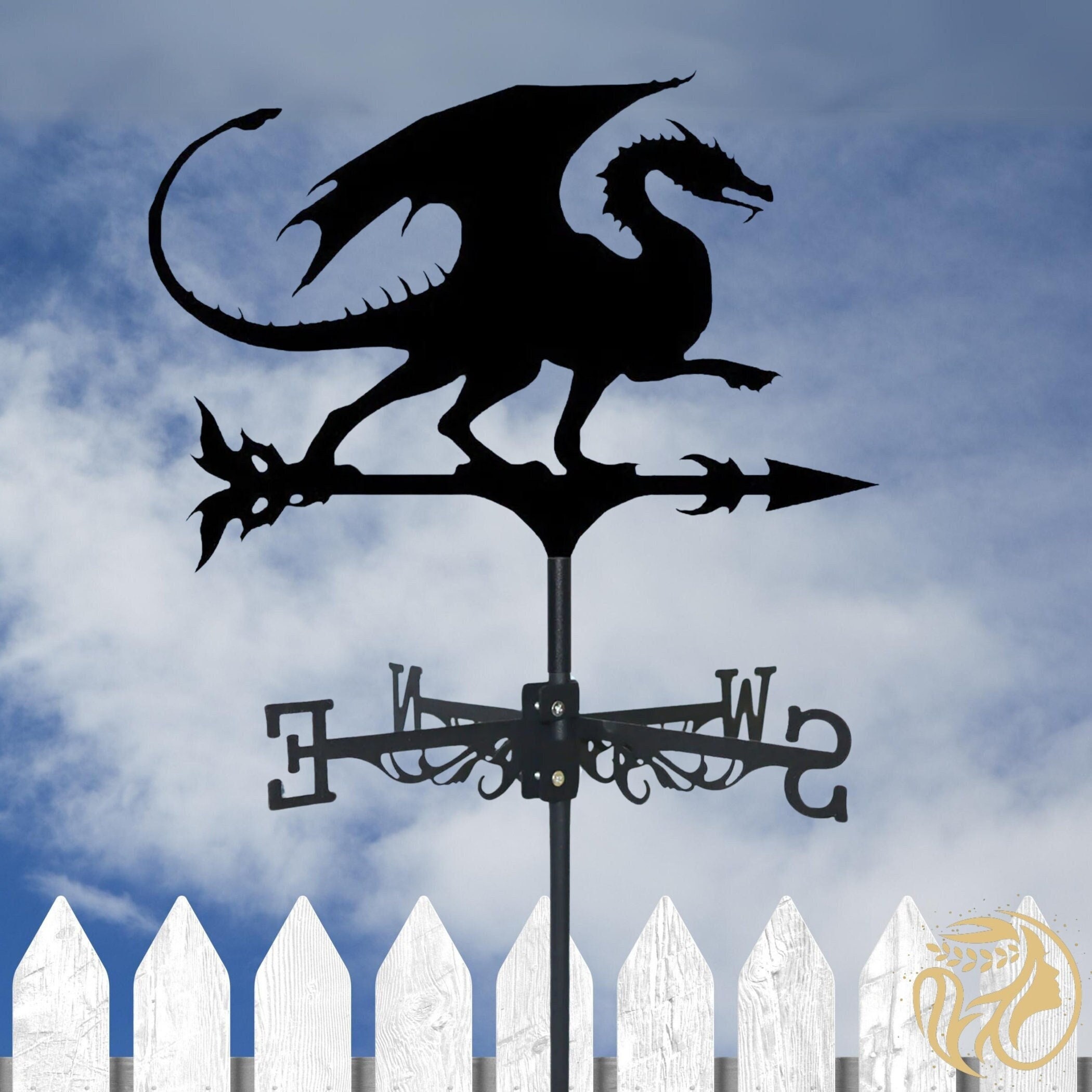 Dragon Weather Vane, Majestic Weathervane, Fantasy Garden Art, Wind ...