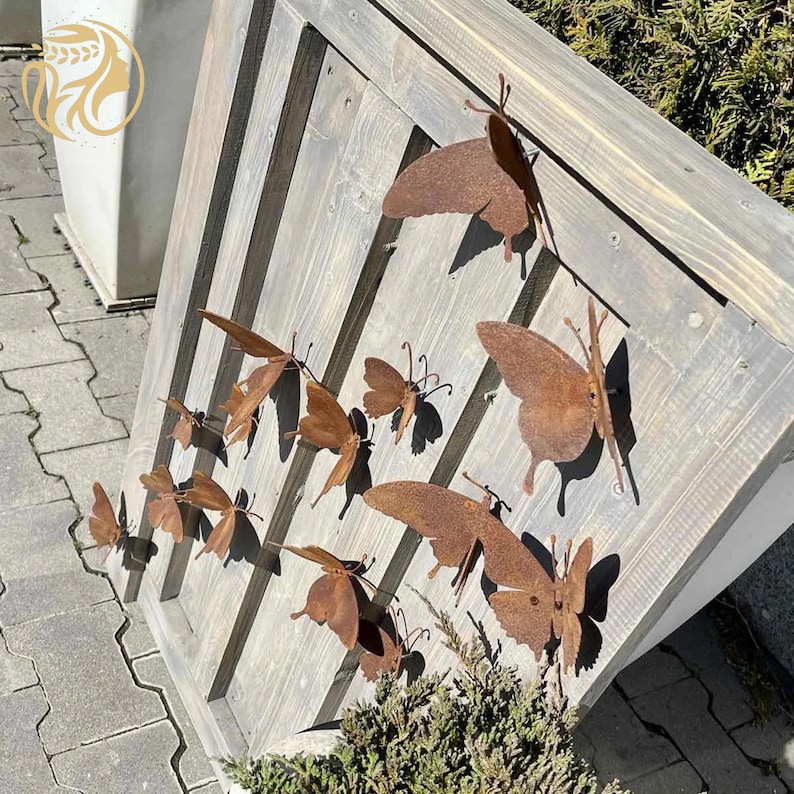 15pcs Rusty Butterfly for Garden Fence, Metal Garden Butterfly for Yard ...