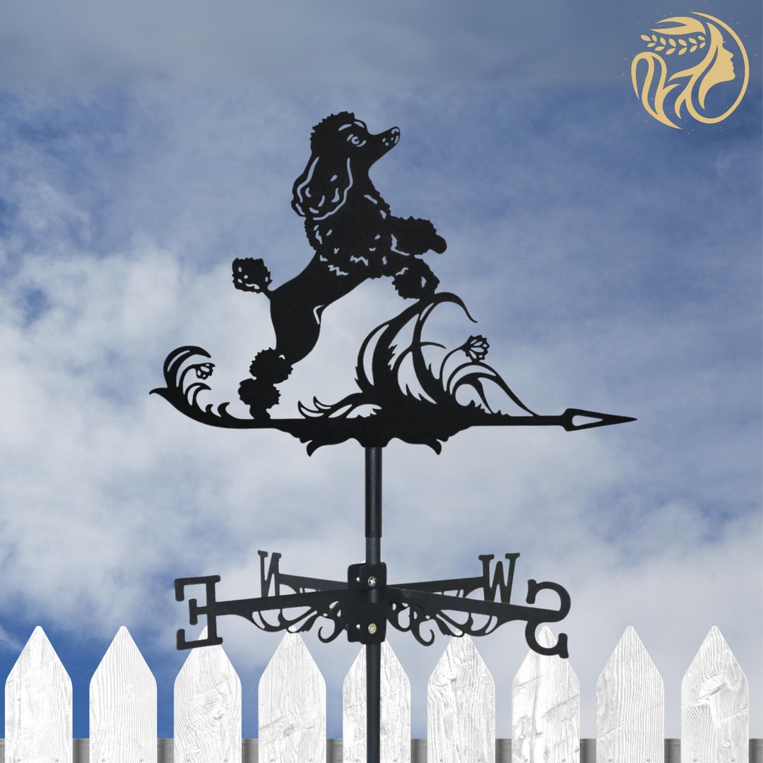 Poodle Weather Vane, Weathered Vane for Yard, Metal Wind Sculptures ...