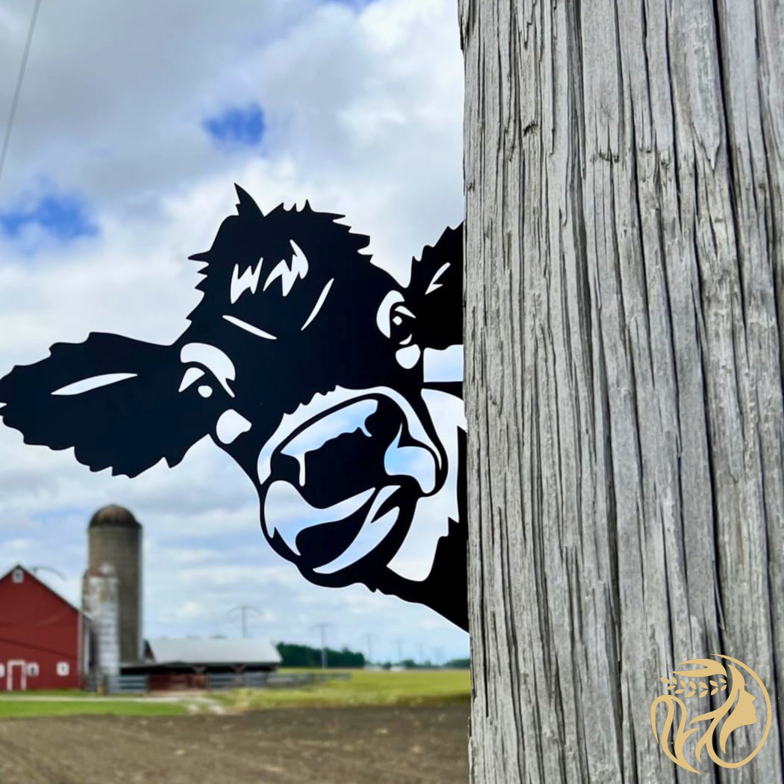 Cow Garden Decor, Peeping Cow, Animal Silhouette, Gift for Farmers ...