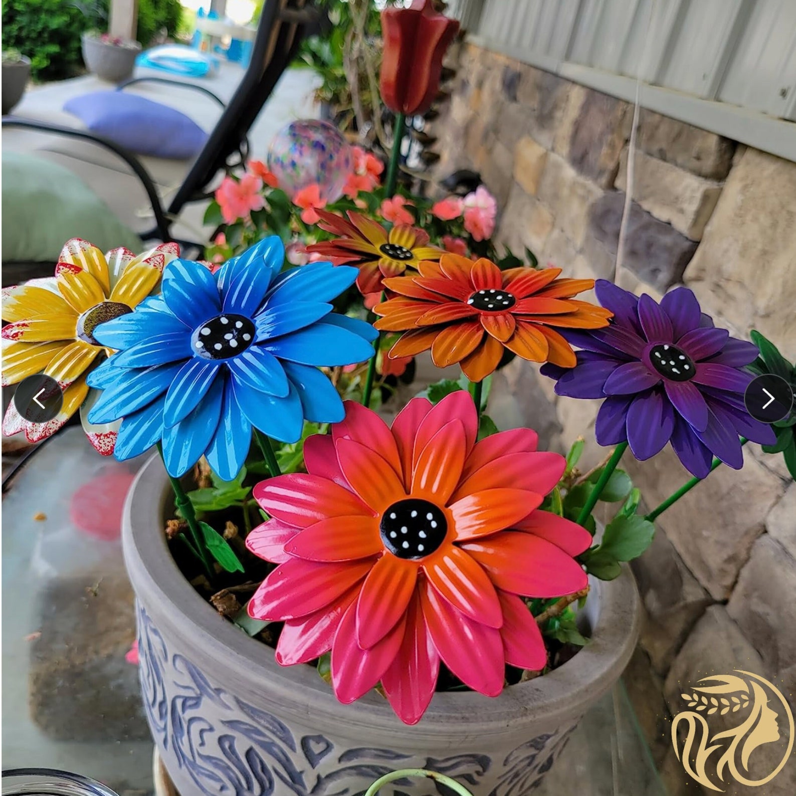 7pcs Flower Garden Stake, Flower Pot Stake, Flower Garden Art, Metal ...