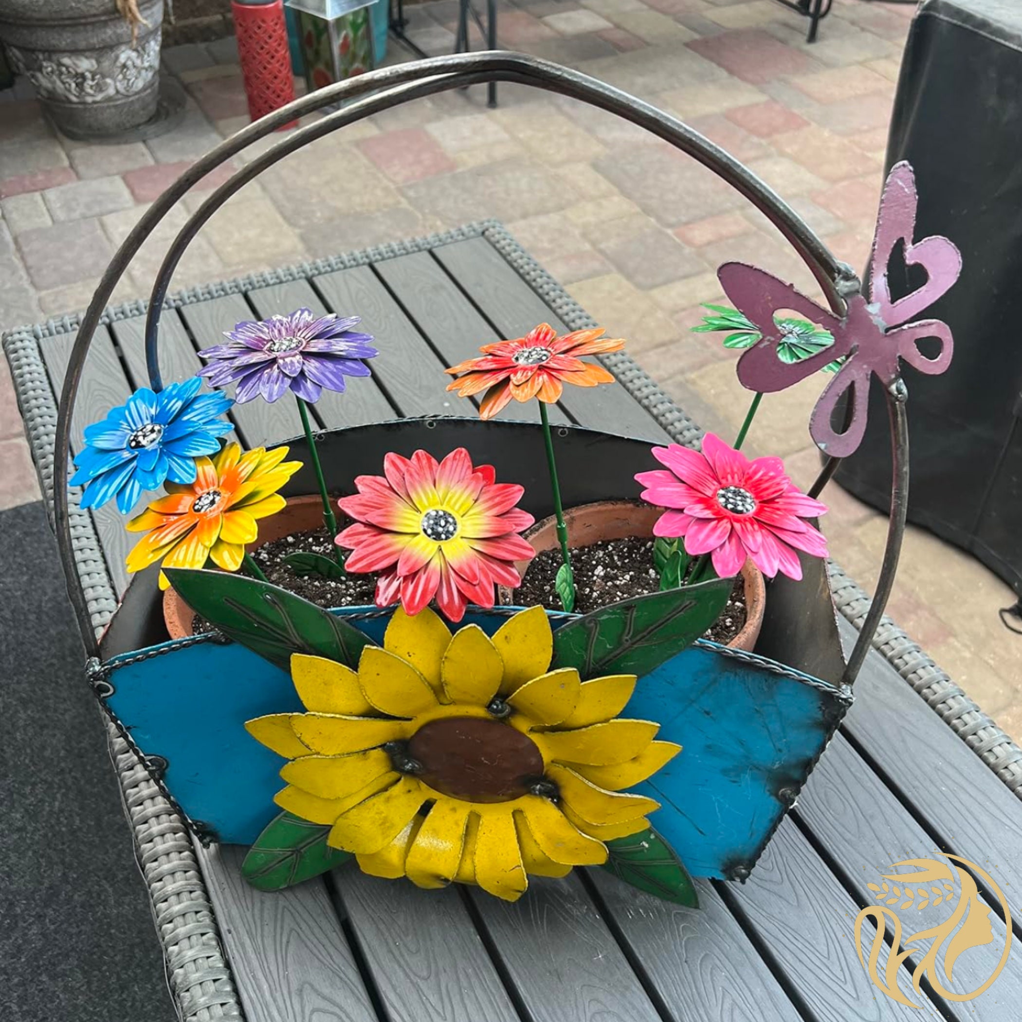 7pcs Flower Garden Stake, Flower Pot Stake, Flower Garden Art, Metal ...