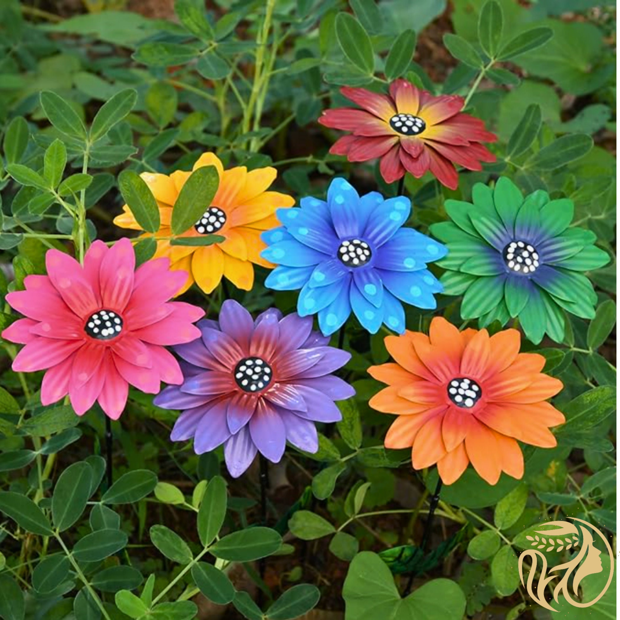 7pcs Flower Garden Stake, Flower Pot Stake, Flower Garden Art, Metal ...