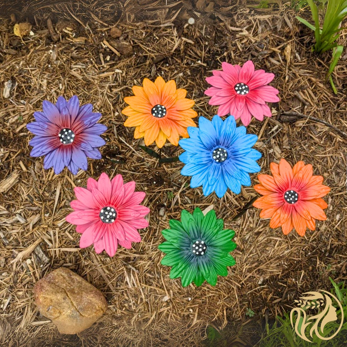 7pcs Flower Garden Stake, Flower Pot Stake, Flower Garden Art, Metal ...