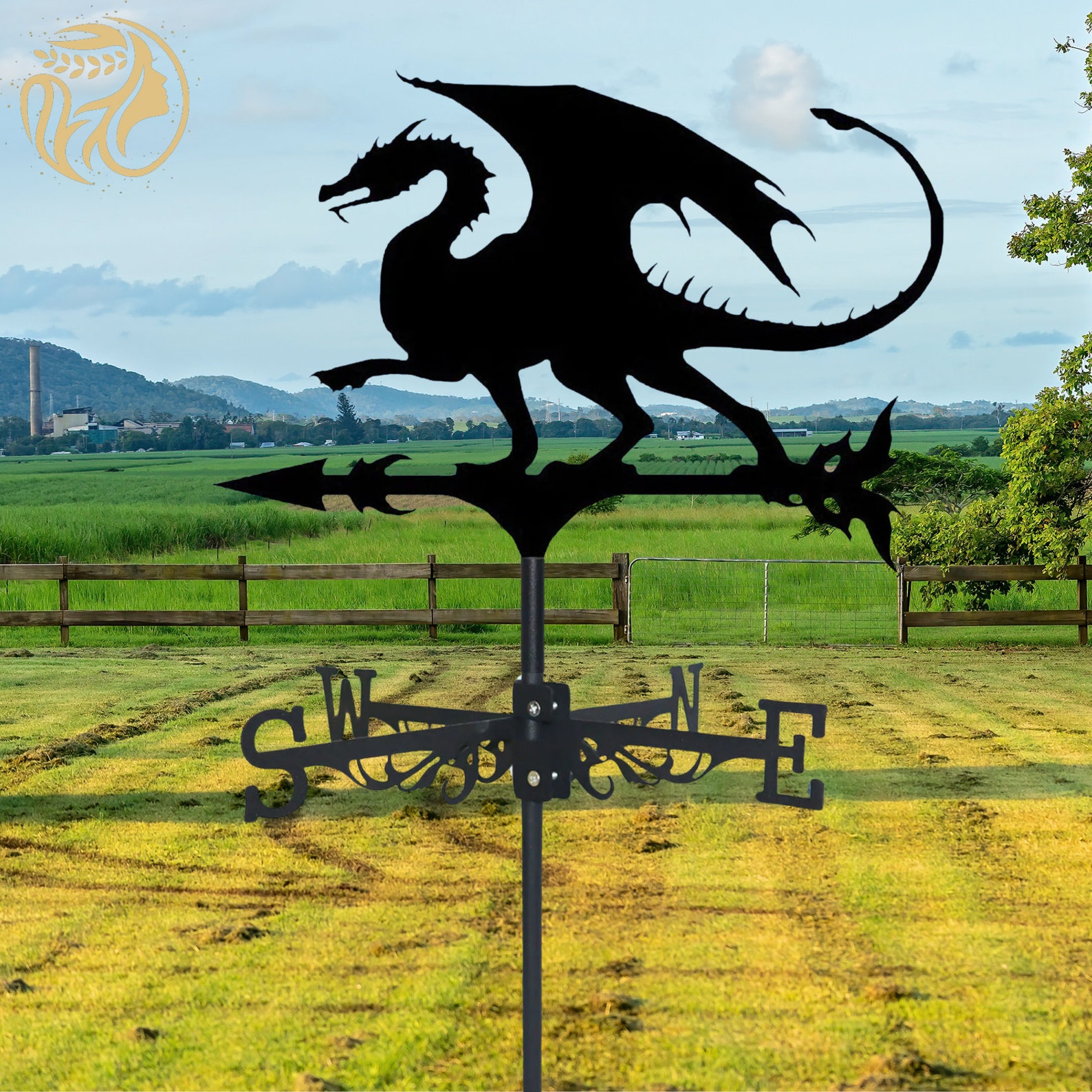 Dragon Weather Vane, Majestic Weathervane, Fantasy Garden Art, Wind ...