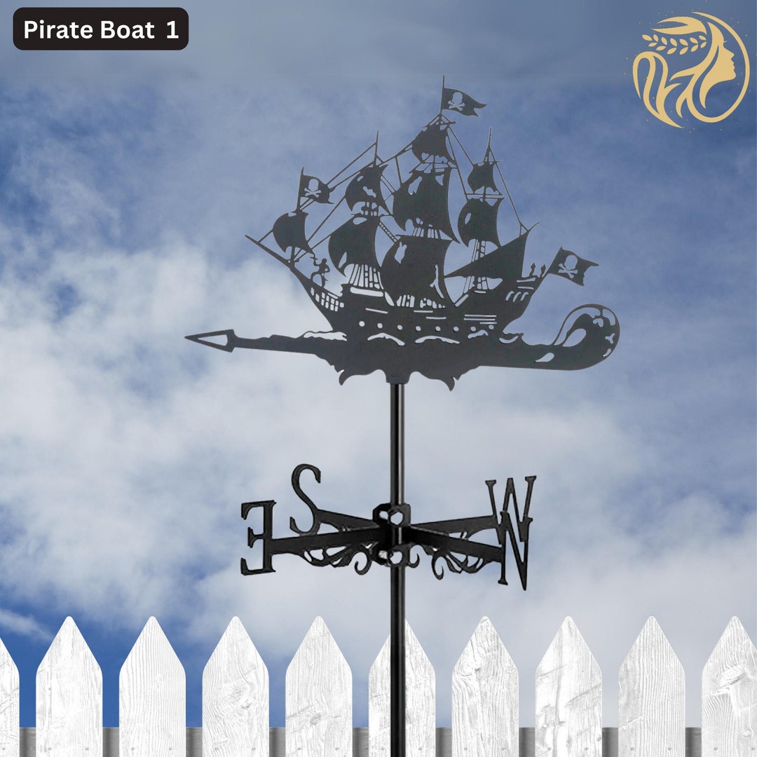 Pirate Ship Weather Vane, Sailboat Weathered Vane for Yard, Kinetic ...