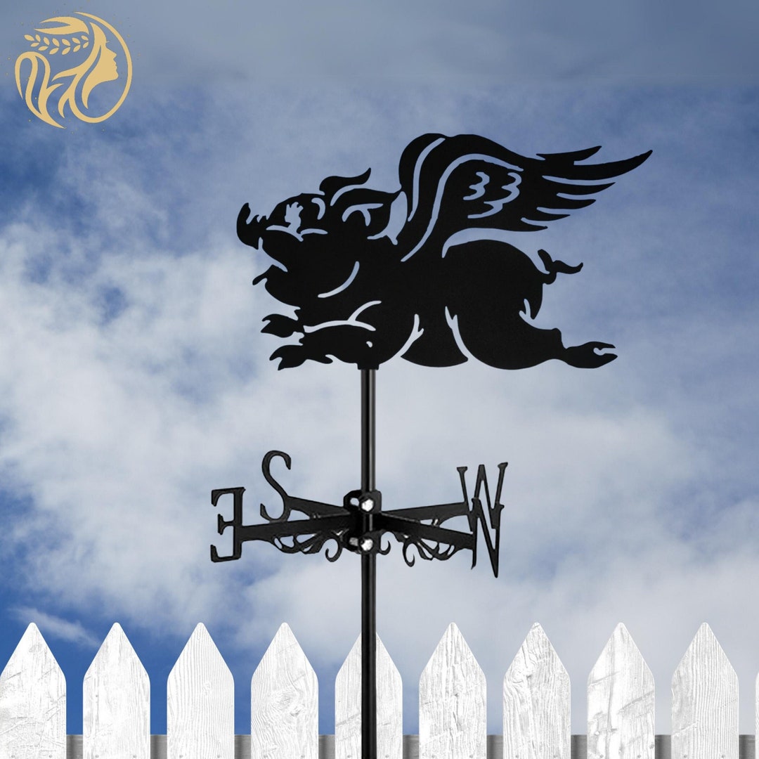 Flying Pig Weather Vane, Pig Weathervane, Pig Rooftop Decoration ...