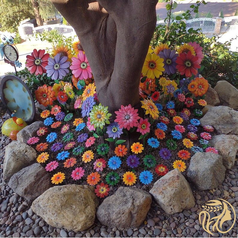 7pcs Flower Garden Stake, Flower Pot Stake, Flower Garden Art, Metal ...