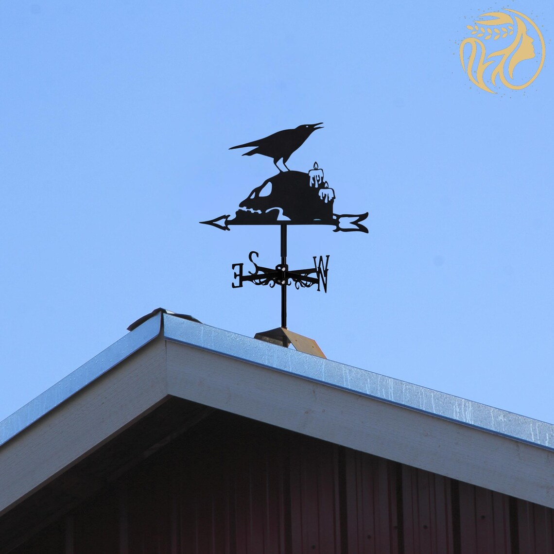 Spooky Crow Weather Vane, Halloween Garden Decor, Metal Crow Wind Vane ...