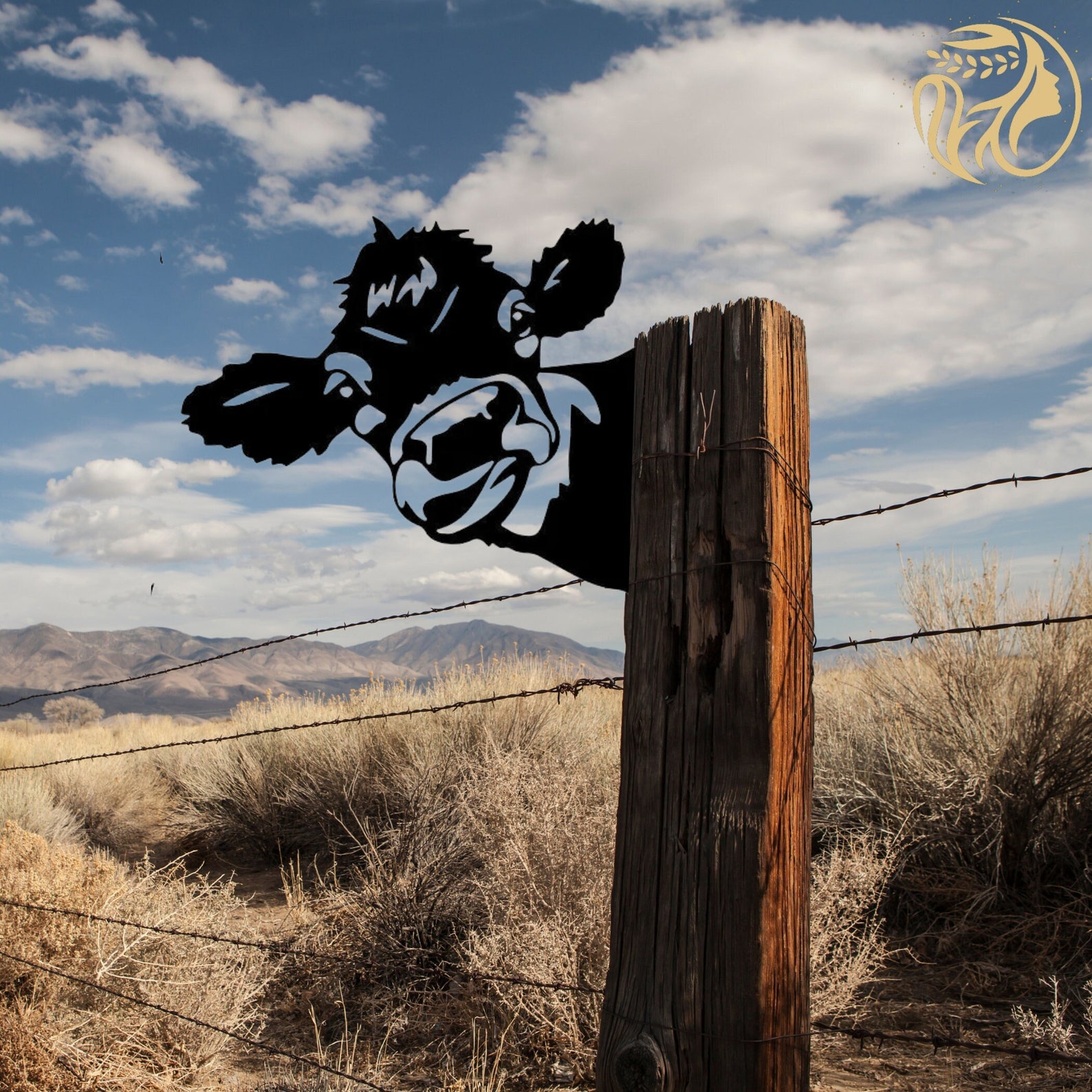 Cow Garden Decor, Peeping Cow, Animal Silhouette, Gift for Farmers ...