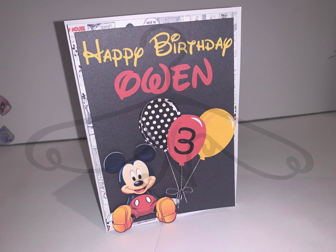 Mickey Mouse Themed Birthday Card- Disney Princessthemed 3D Birthday ...