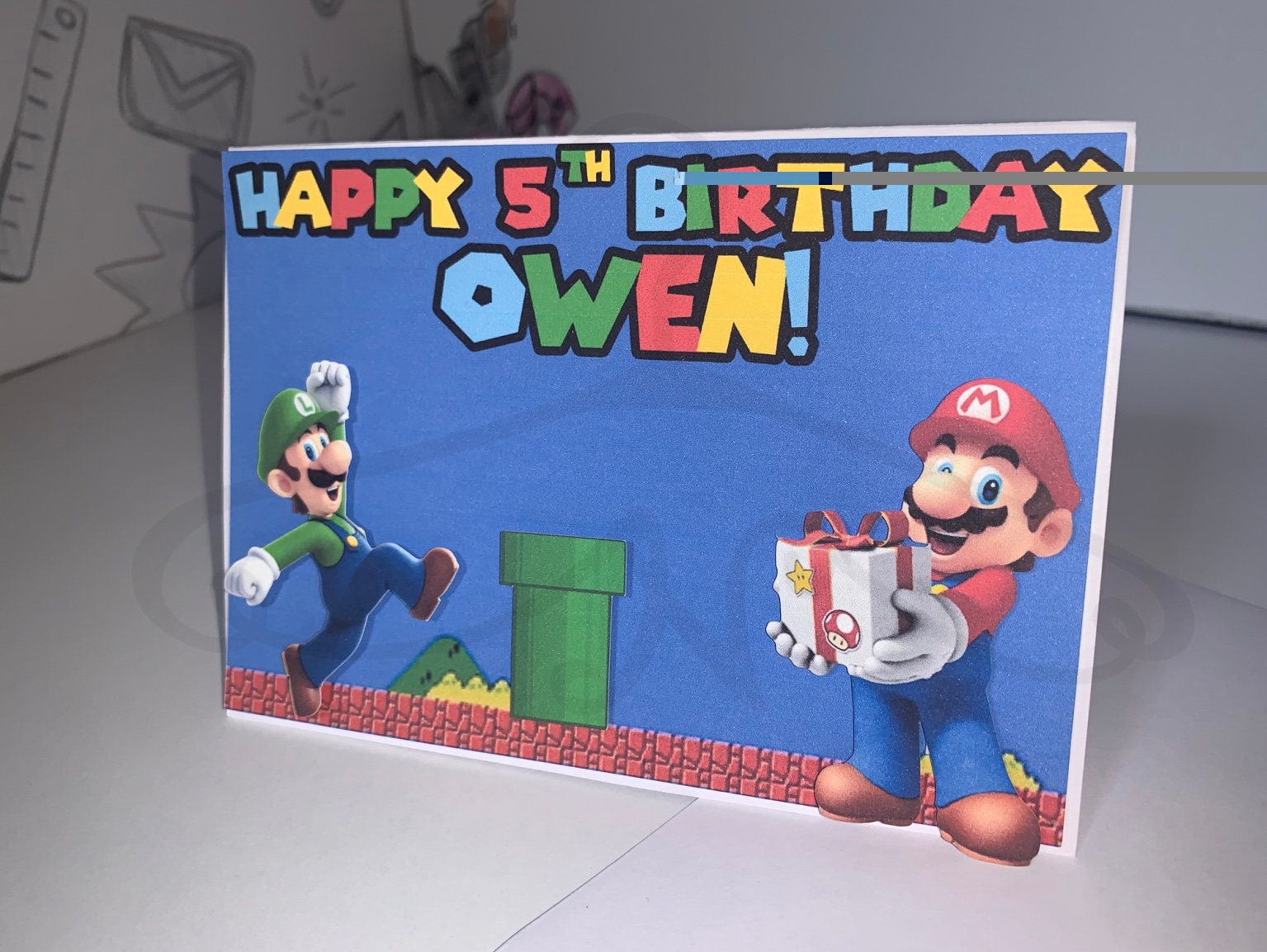 Super Mario Brothers Themed Birthday Card- 3D Birthday Cards- Custom ...
