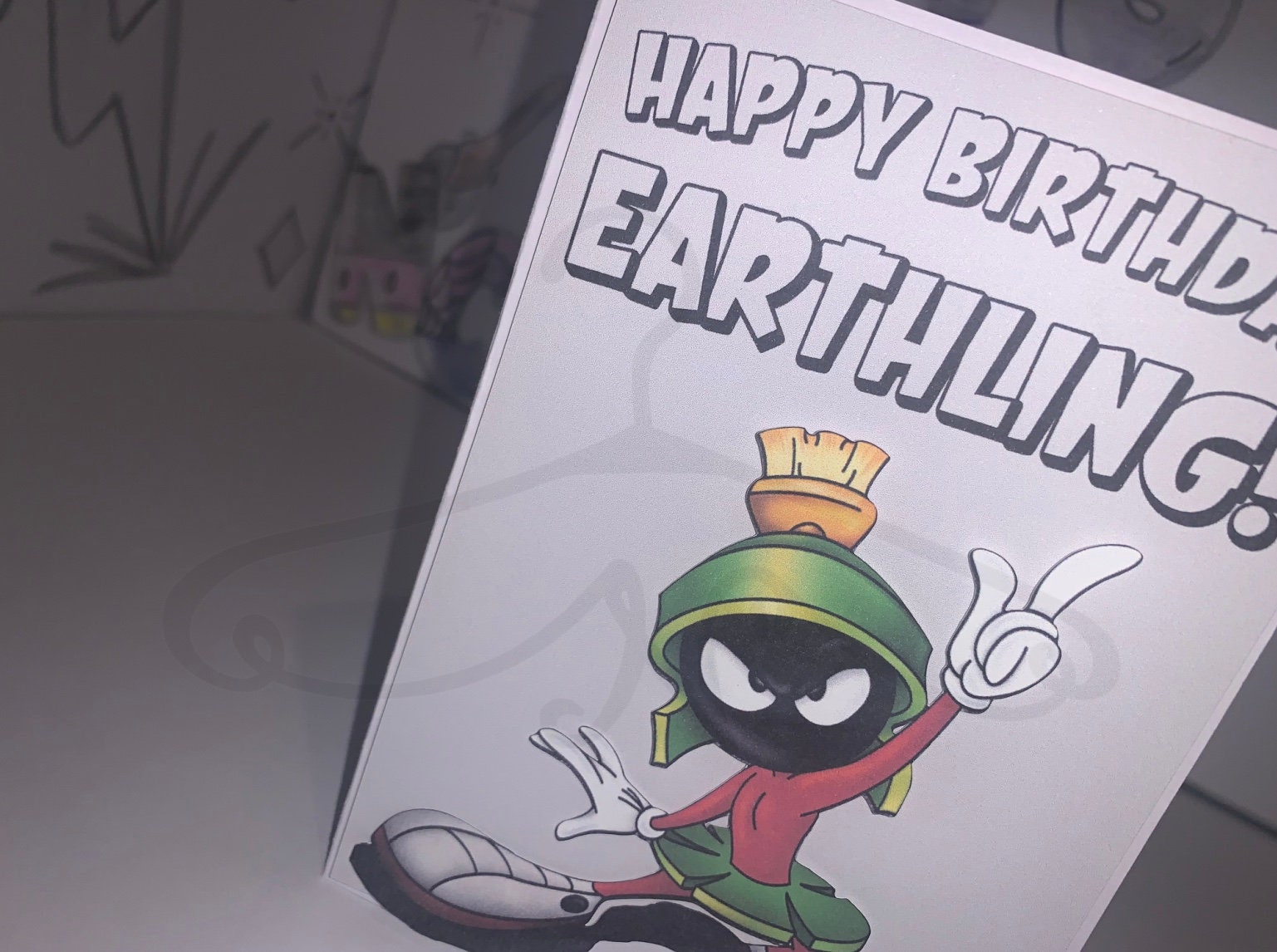 Marvin the Martian Birthday Card Looney Tunes 3D Birthday Cards Custom ...