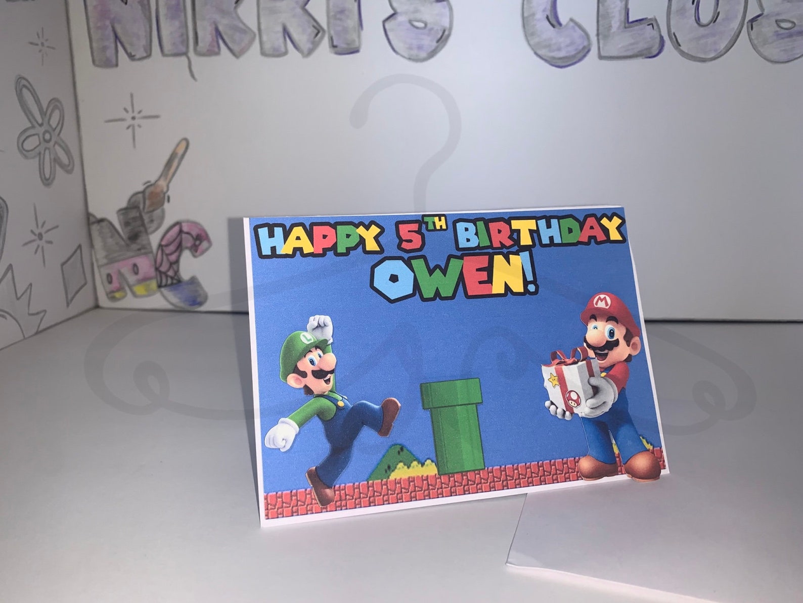 Super Mario Brothers Themed Birthday Card- 3D Birthday Cards- Custom ...
