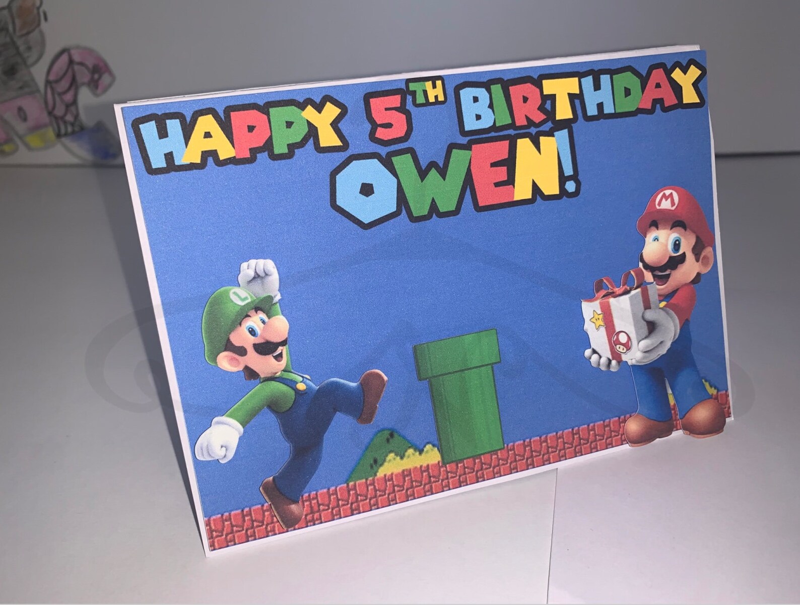 Super Mario Brothers Themed Birthday Card- 3D Birthday Cards- Custom ...