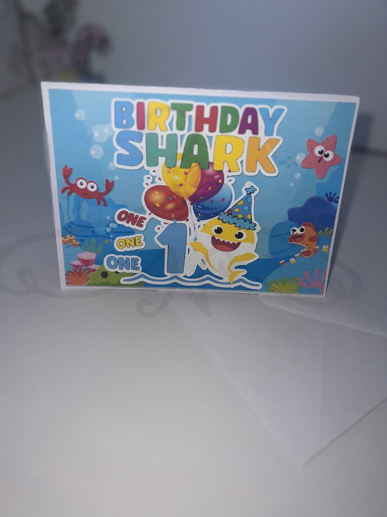Baby Shark Birthday Card- First Birthday Baby Shark 3D Birthday Cards ...