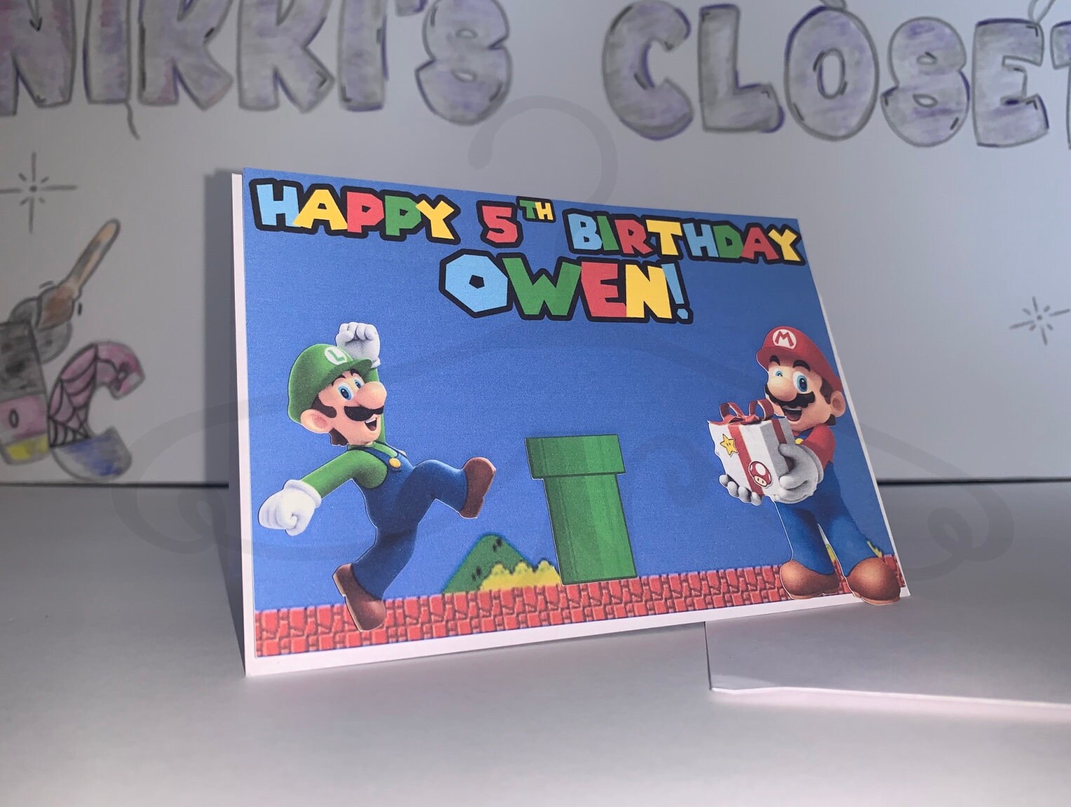Super Mario Brothers Themed Birthday Card- 3D Birthday Cards- Custom ...