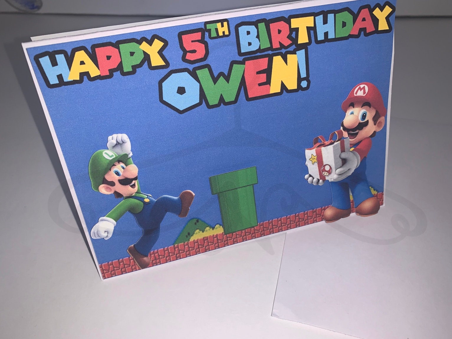 Super Mario Brothers Themed Birthday Card- 3D Birthday Cards- Custom ...