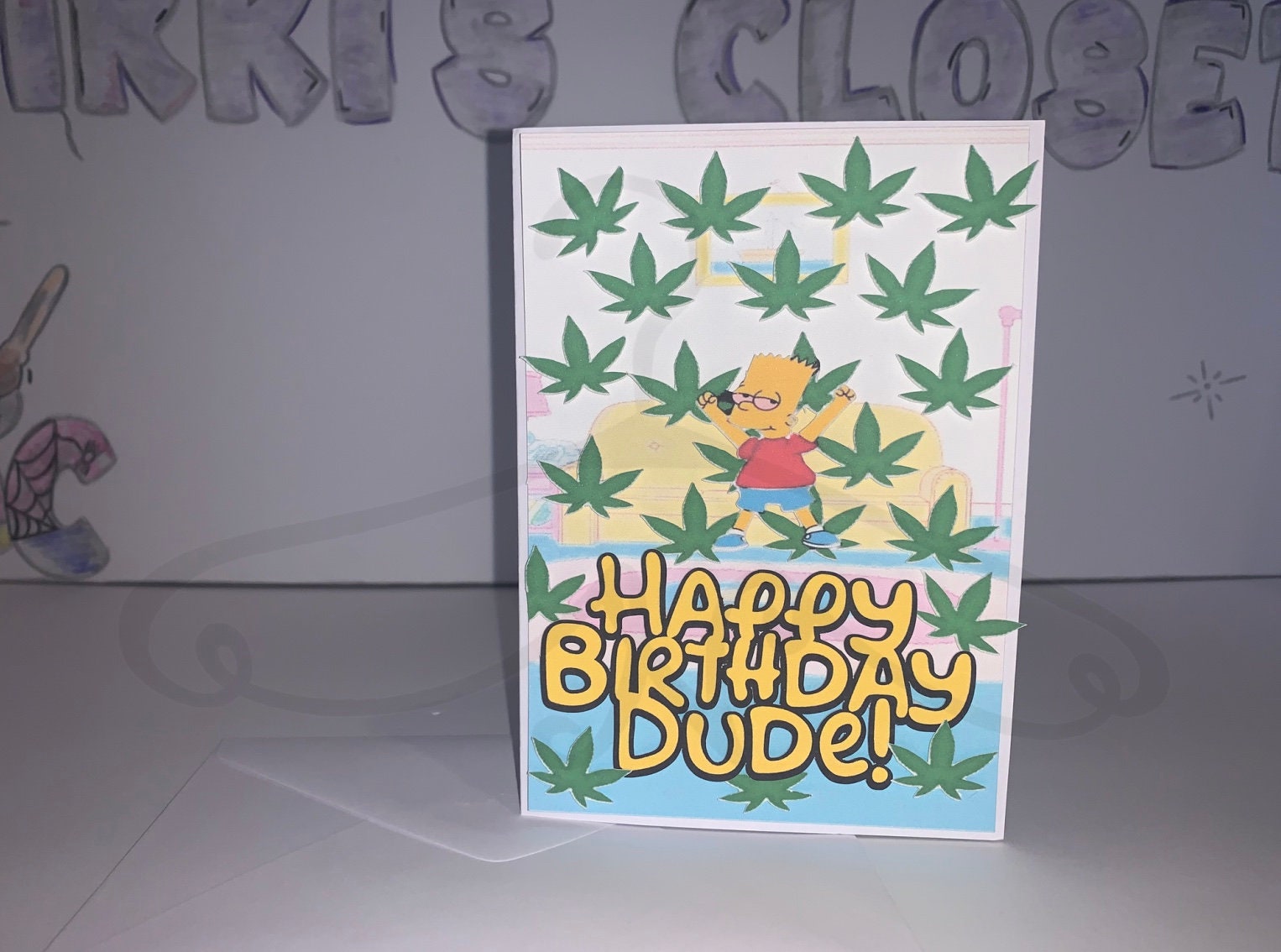 Bart Simpson Themed Birthday Card-bart Simpson Weed 3D Birthday Cards ...