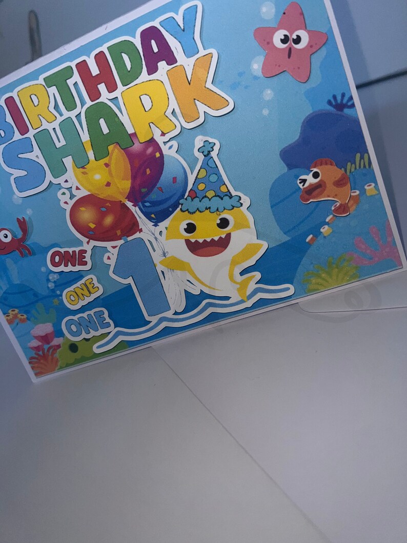 Baby Shark Birthday Card- First Birthday Baby Shark 3D Birthday Cards ...