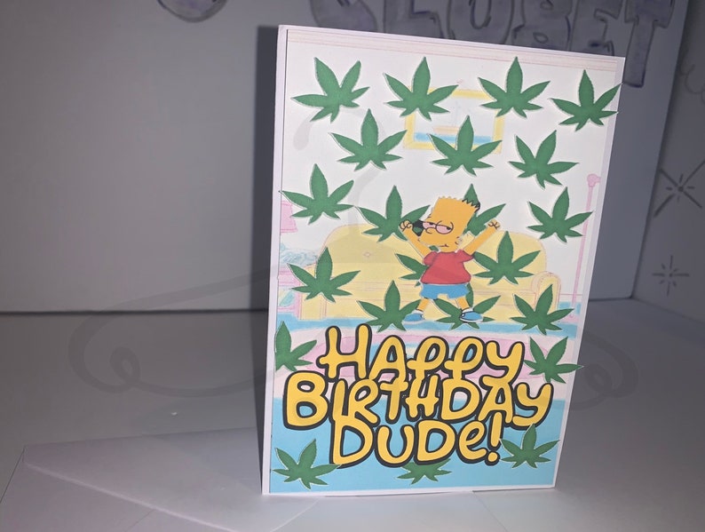 Bart Simpson Themed Birthday Card-bart Simpson Weed 3D Birthday Cards ...